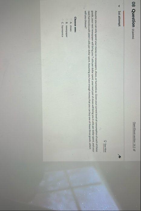 Solved 08Question (2points)Open Ebook section 16.1 ﻿e1st | Chegg.com