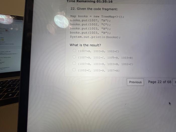 Solved 22. Given the code fragment: Map books - new | Chegg.com