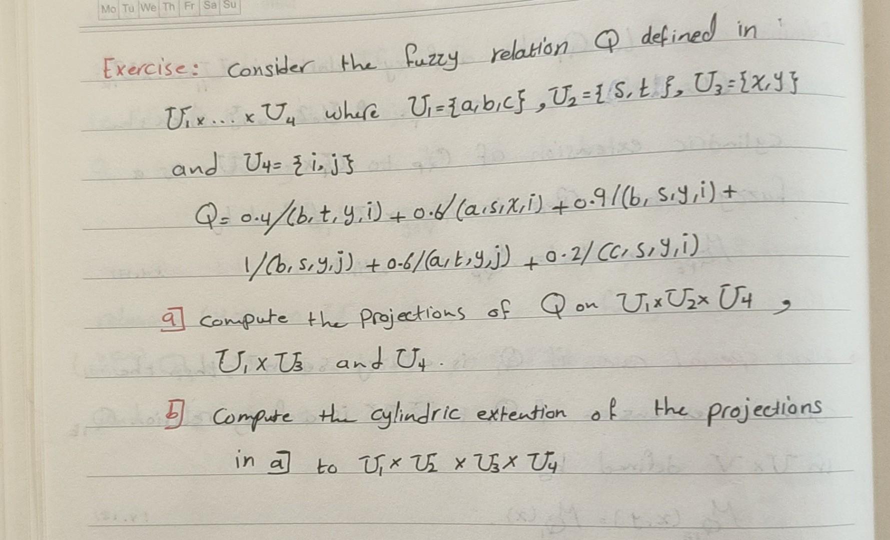 Solved Exercise: Consider the fuzzy relation Q defined in | Chegg.com