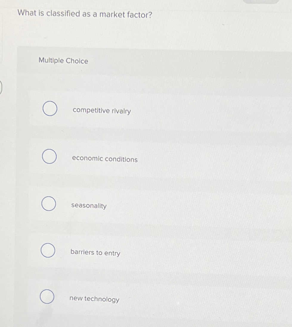 Solved What is classified as a market factor?Multiple | Chegg.com