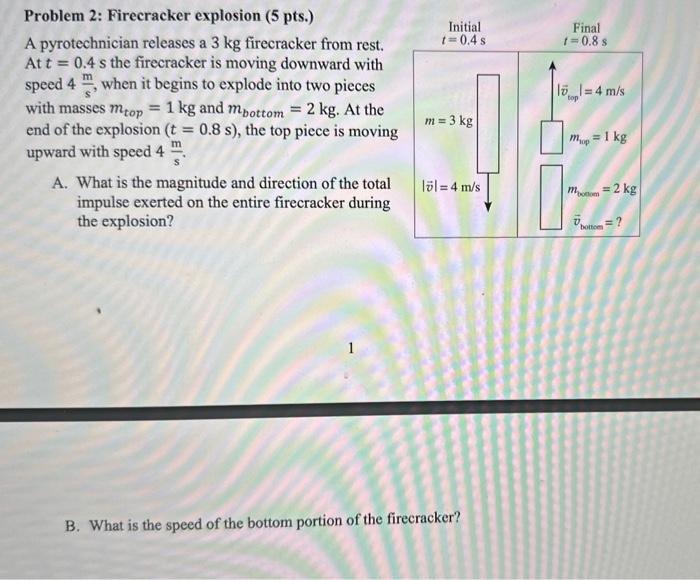 Solved Problem 2: Firecracker explosion (5 pts.) A | Chegg.com