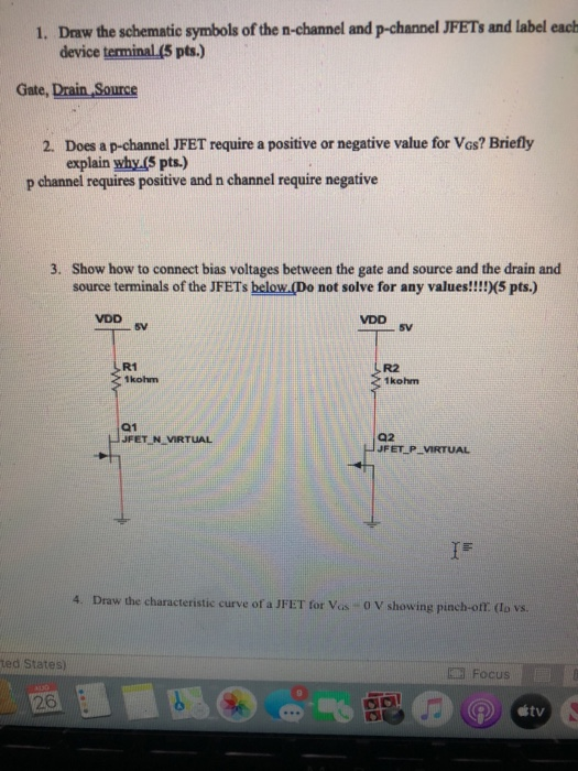 Solved 1. Draw the schematic symbols of the n-channel and | Chegg.com