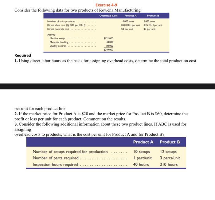 Solved Exercise 4-9 Consider the following data for two | Chegg.com