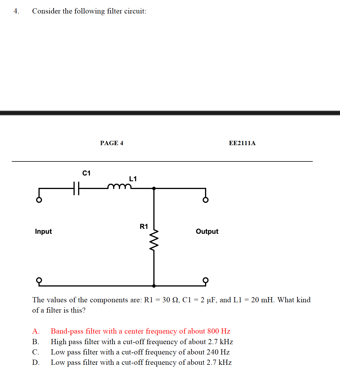 Solved Consider the following filter circuit:PAGE | Chegg.com