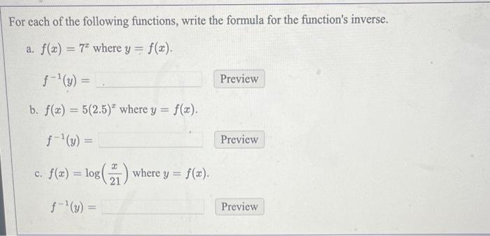 Solved For Each Of The Following Functions Write The