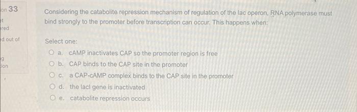 Solved Considering the catabolite repression mechanism of | Chegg.com