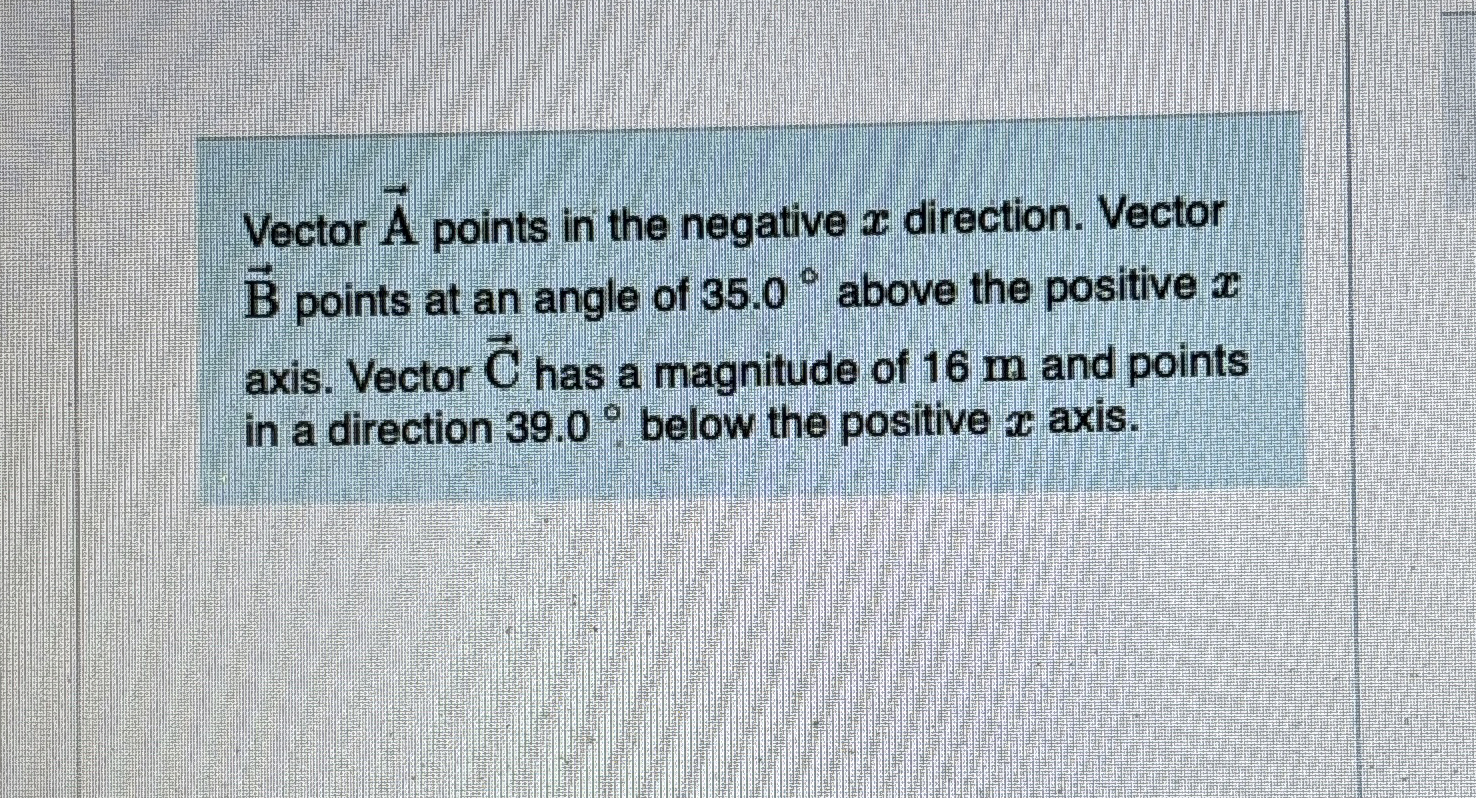 Solved Vector A points in the negative x ﻿direction. Vector | Chegg.com