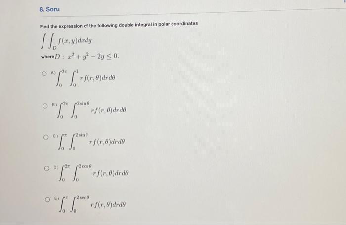 Solved Find the expression of the following double integral | Chegg.com