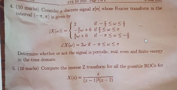 Solved ( 10 ﻿marks) ﻿Consider a discrete signal x[n] ﻿whose | Chegg.com