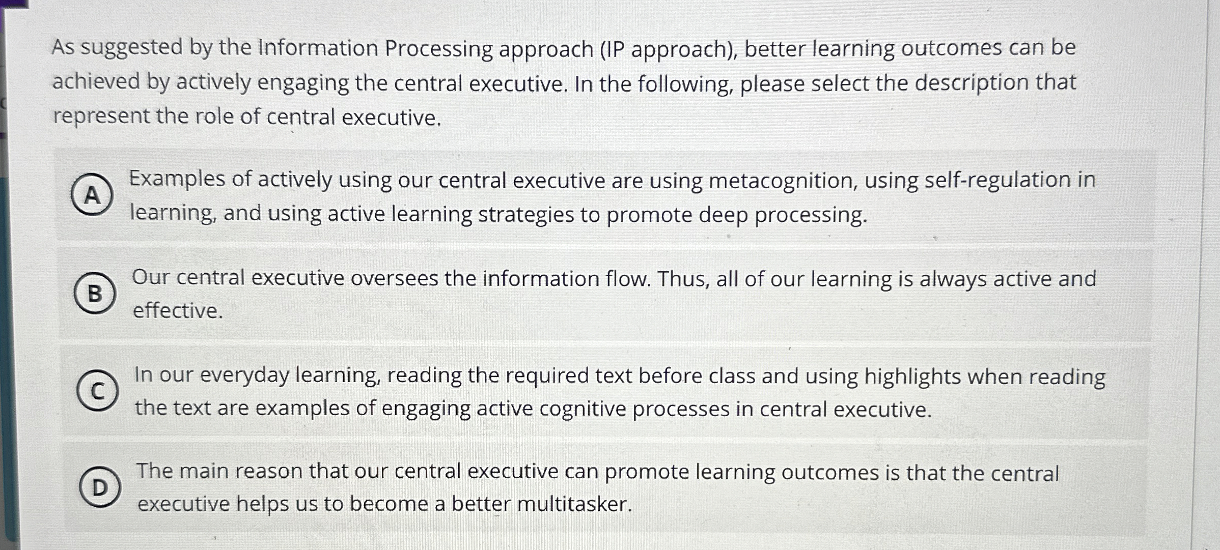 Solved As suggested by the Information Processing approach | Chegg.com