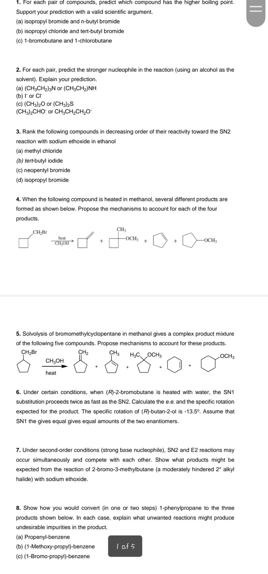 Solved 1. For each pair of compounds, predict which compound | Chegg.com