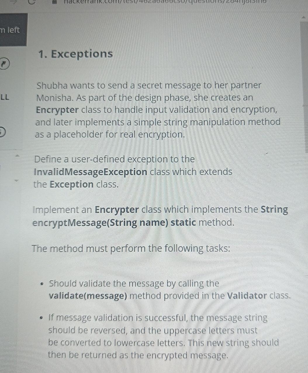 Solved ExceptionsShubha wants to send a secret message to | Chegg.com