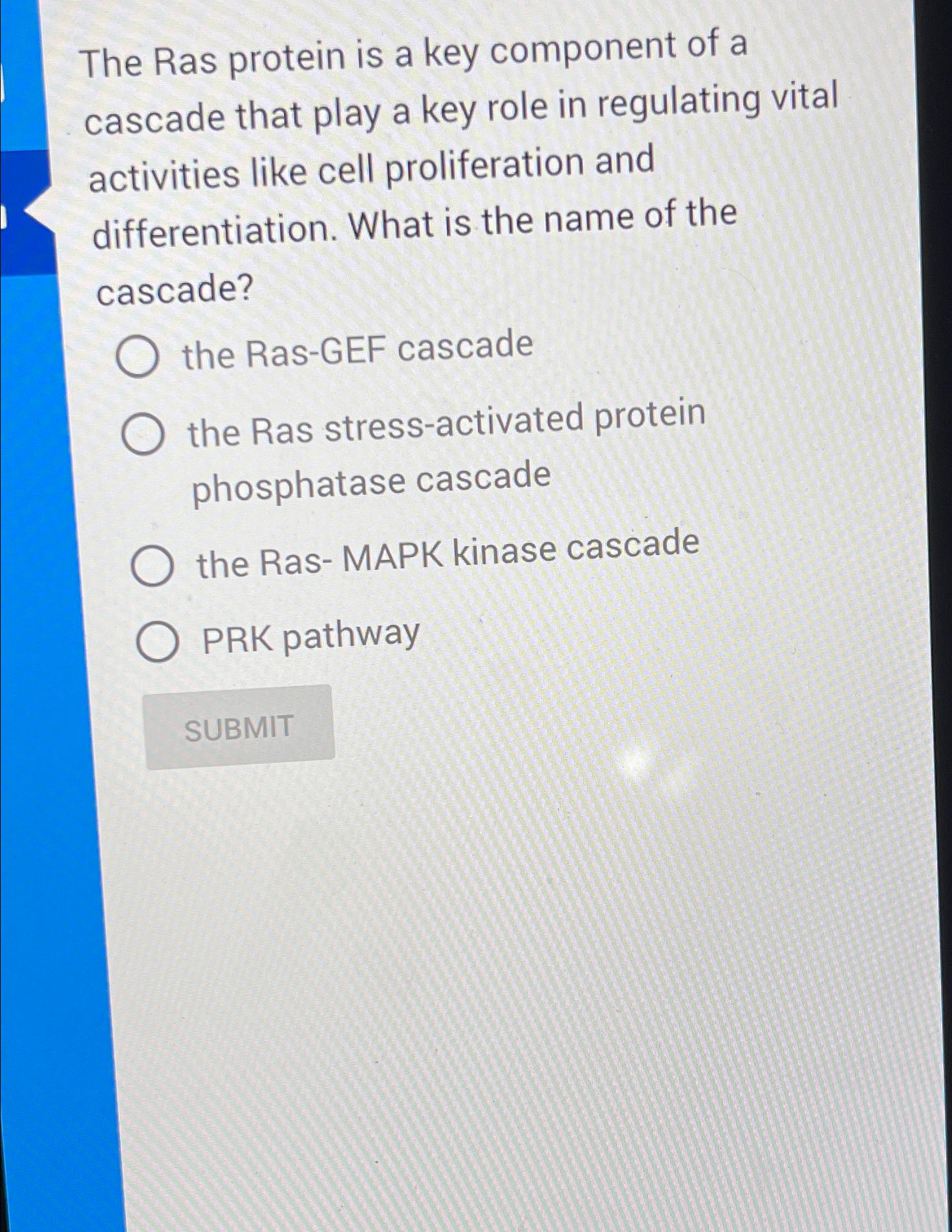 Solved The Ras protein is a key component of a cascade that | Chegg.com