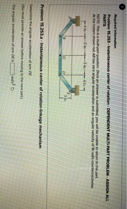 Solved Required Information Problem 15.253 - Instantaneous | Chegg.com