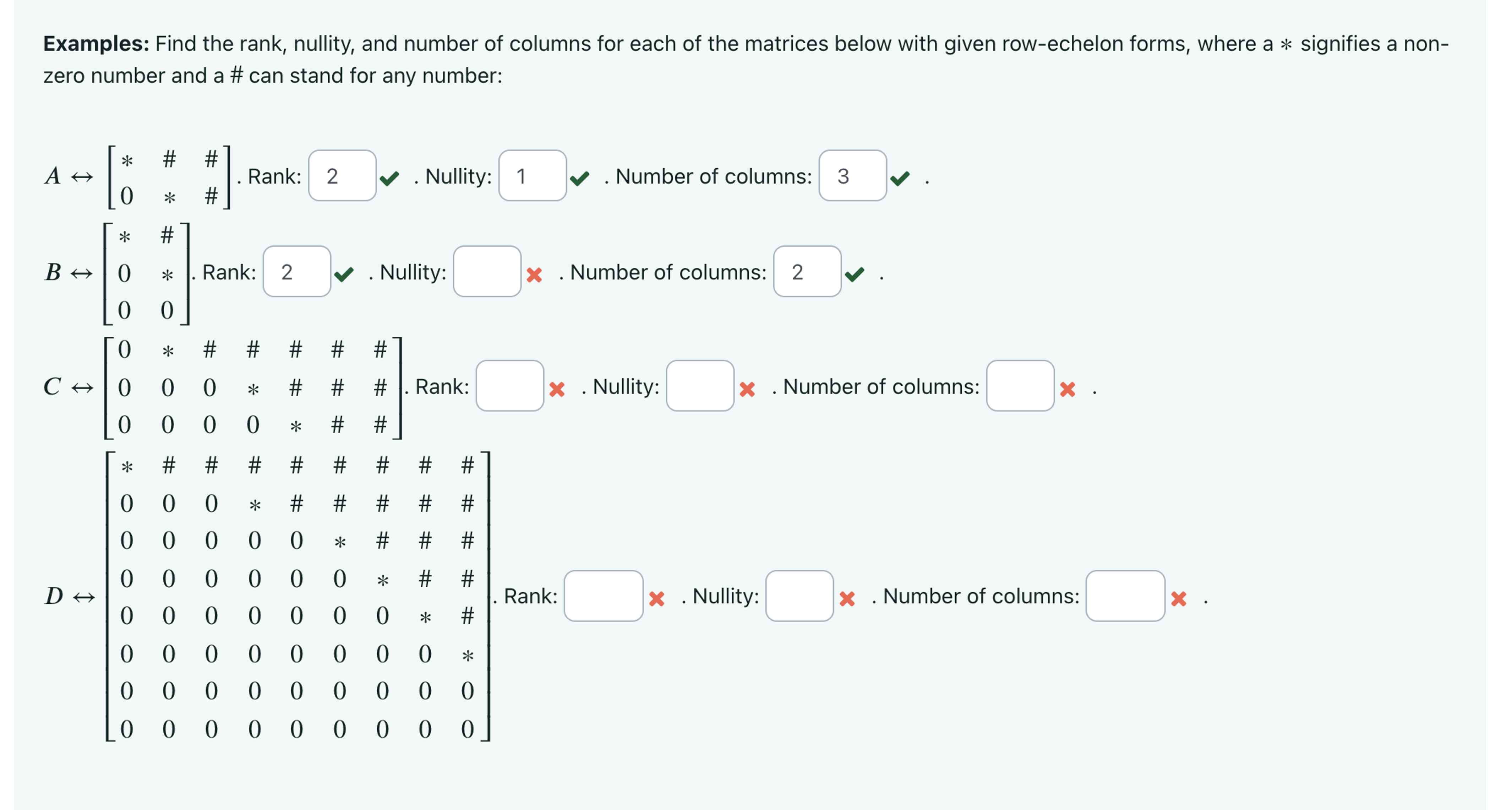 Solved Examples: Find the rank, nullity, and number of | Chegg.com
