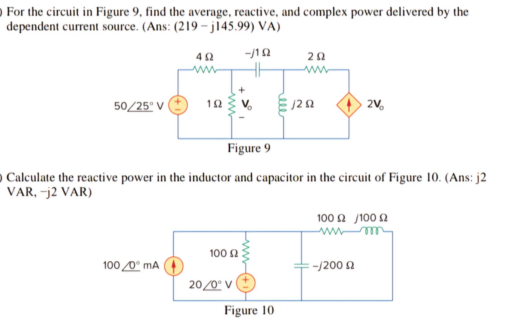 Solved For the circuit in Figure 9, ﻿find the average, | Chegg.com
