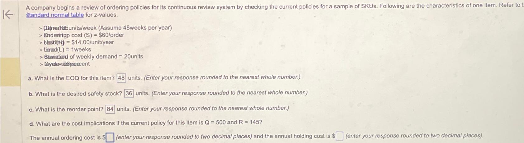 Solved A company begins a review of ordering policies for | Chegg.com