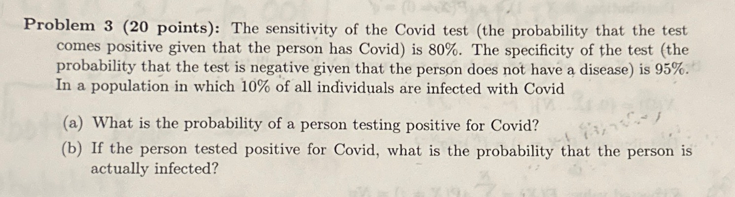 Solved Problem 3 (20 ﻿points): The sensitivity of the Covid | Chegg.com