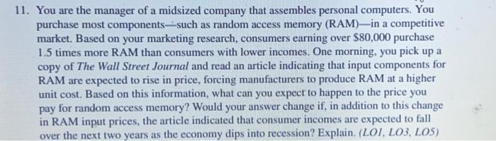 Solved 1. You are the manager of a midsized company that | Chegg.com
