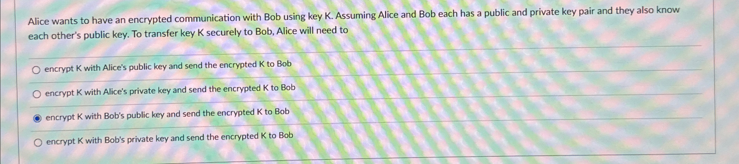 Solved Alice wants to have an encrypted communication with | Chegg.com