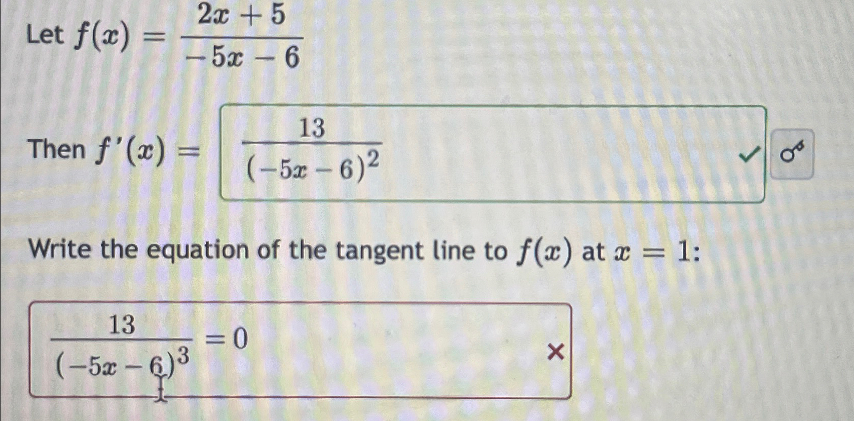 Solved Let f(x)=2x+5-5x-6Then f'(x)=Write the equation of | Chegg.com Solved Let f(x)=2x+5-5x-6Then f'(x)=Write the equation of | Chegg.com