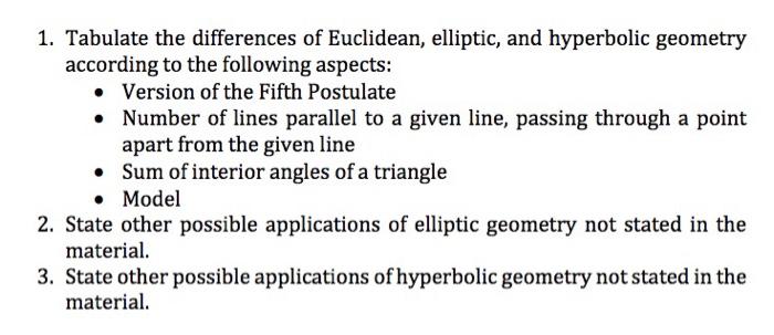 Solved 1 Tabulate The Differences Of Euclidean Elliptic