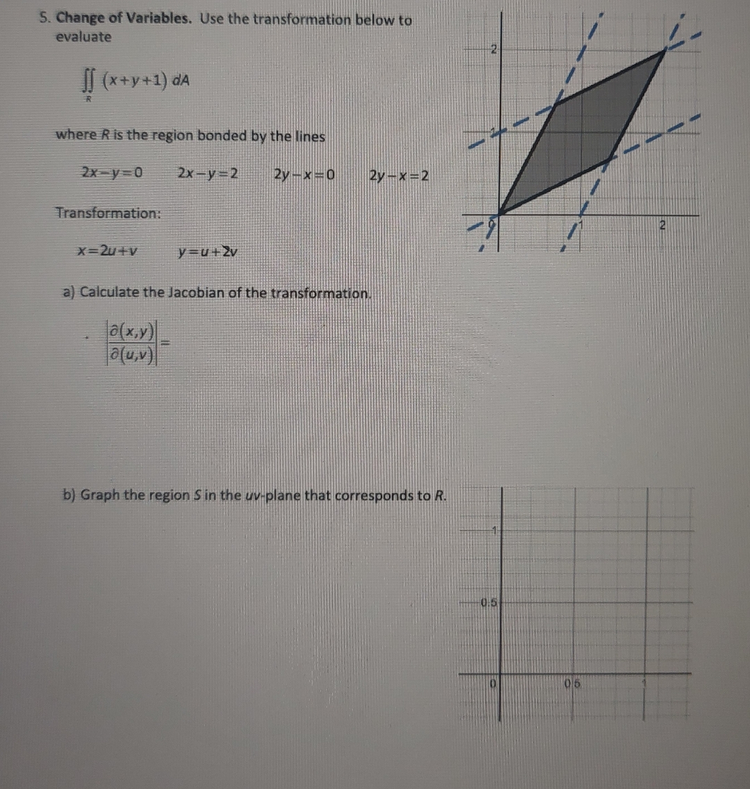 Solved Change of Variables. Use the transformation below to | Chegg.com