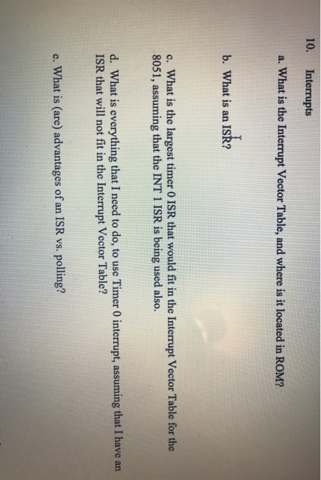 Solved 10. Interrupts a. What is the Interrupt Vector Table, | Chegg.com