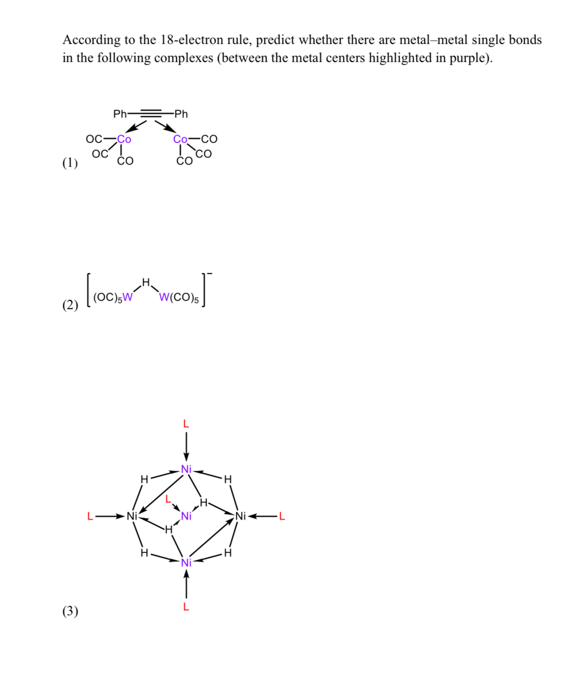 Solved According to the 18 -electron rule, predict whether | Chegg.com
