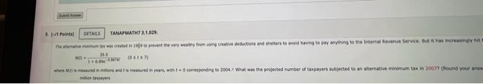 Solved Submit Answer 5. [-/1 Points] DETAILS TANAPMATH7 | Chegg.com