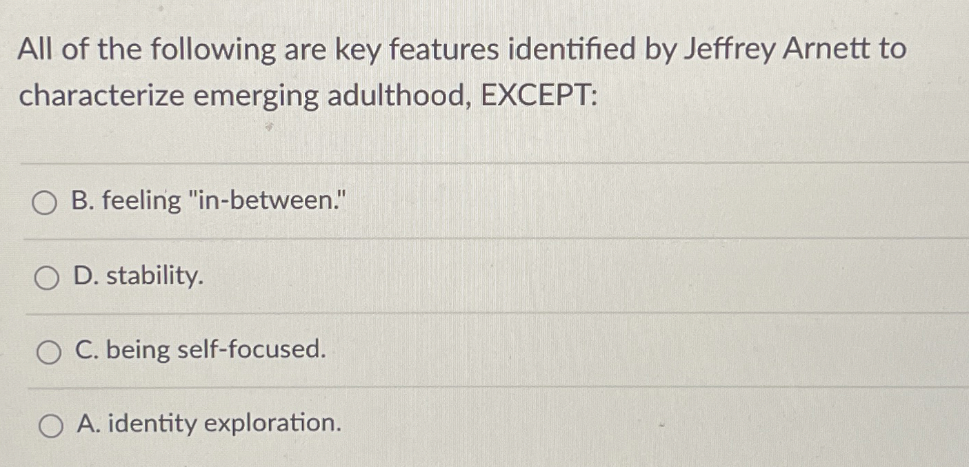 Solved All of the following are key features identified by | Chegg.com