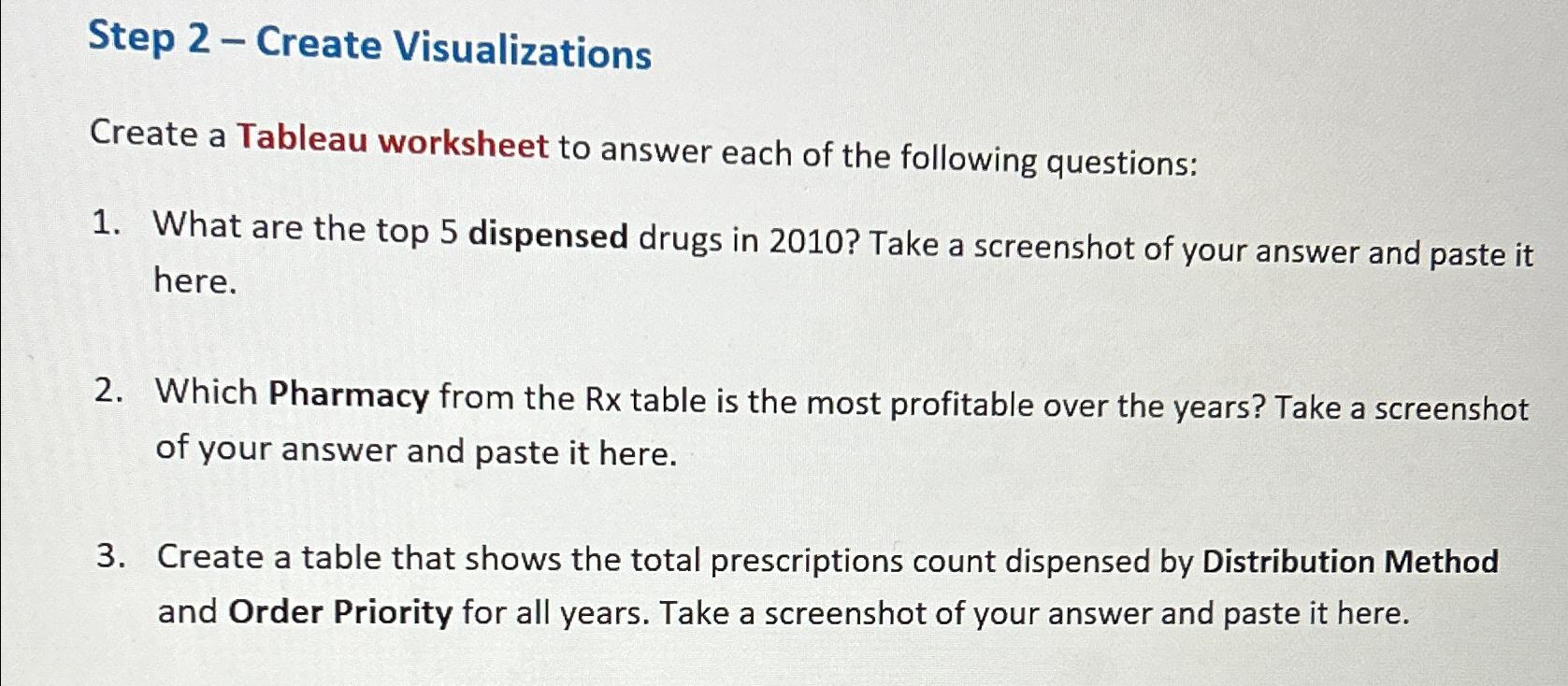 Solved Step 2 - ﻿Create VisualizationsCreate a Tableau | Chegg.com