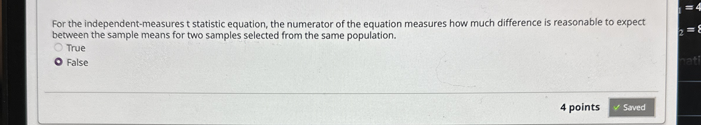 Solved For the independent-measures t ﻿statistic equation, | Chegg.com
