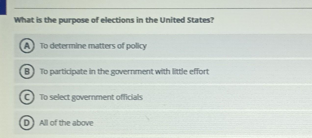 What is the purpose of elections in the United | Chegg.com
