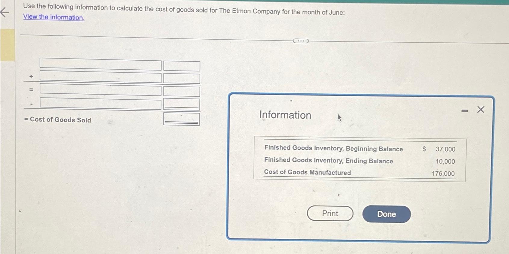 Solved Use the following information to calculate the cost | Chegg.com