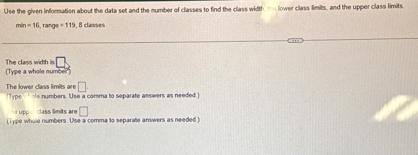 Solved Use the given information about the data set and the | Chegg.com