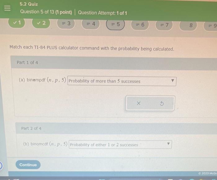 Solved Match each TI-84 PLUS calculator command with the | Chegg.com