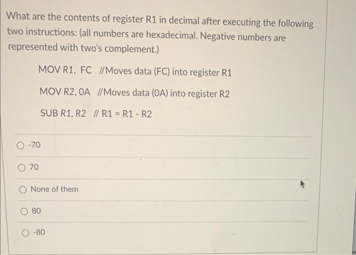 Solved What are the contents of register R1 in decimal after | Chegg.com