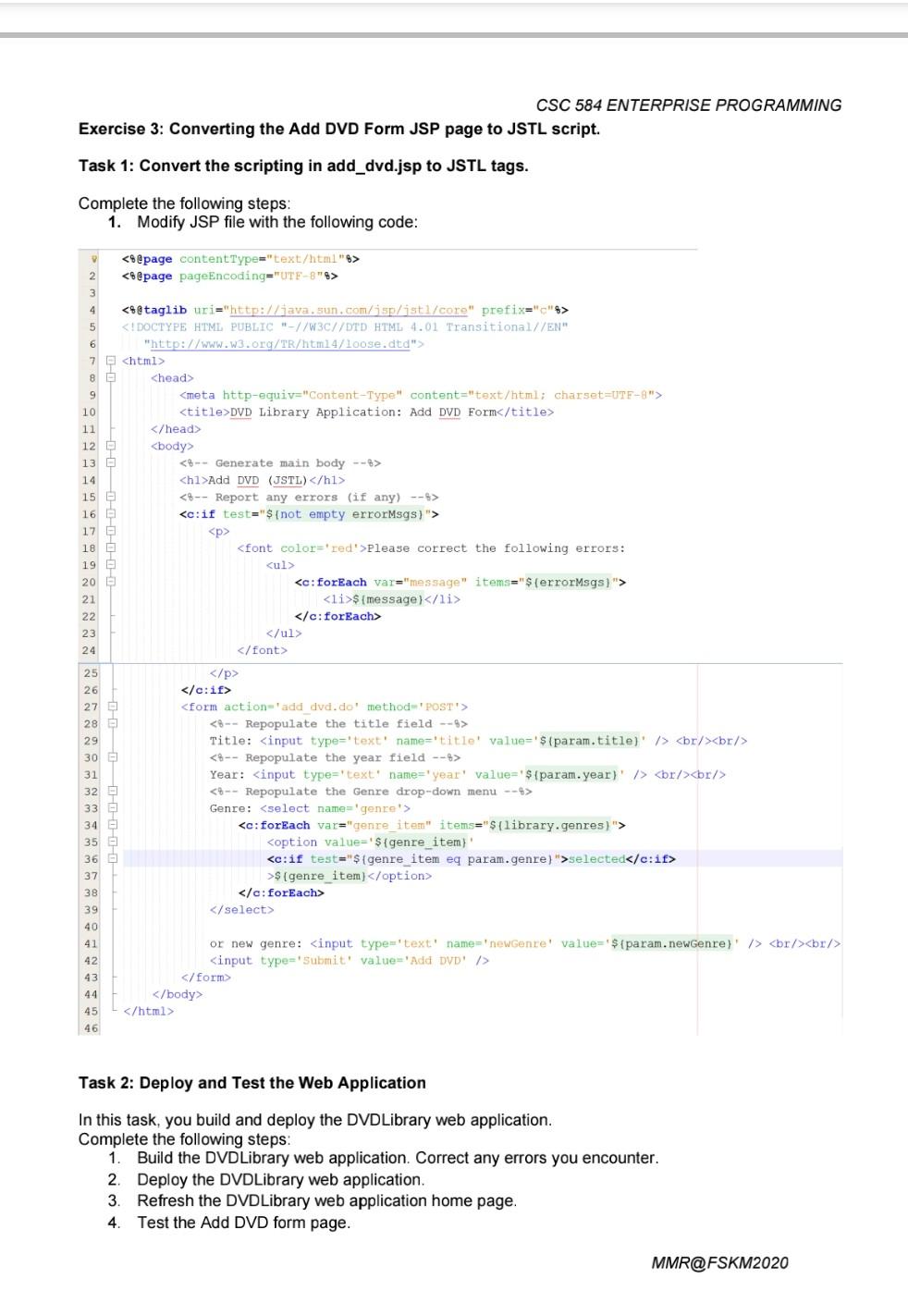 Solved CSC 584 ENTERPRISE PROGRAMMING Exercise 3: Converting | Chegg.com