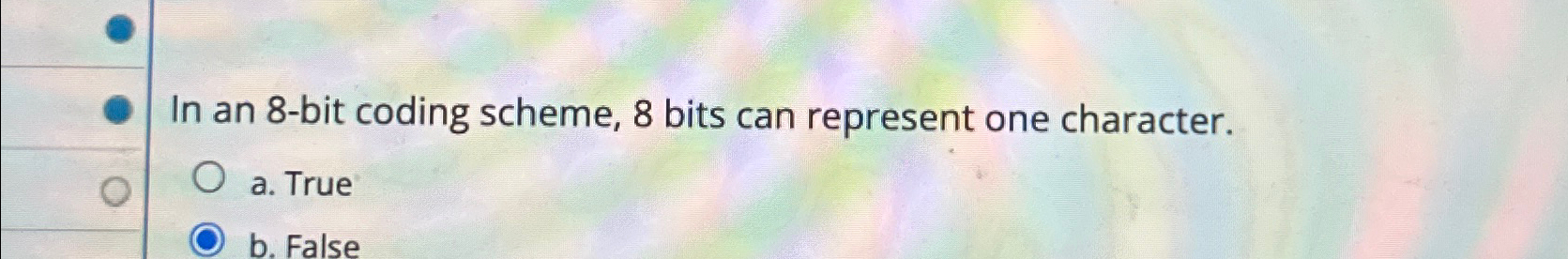 Solved In an 8-bit coding scheme, 8 ﻿bits can represent one | Chegg.com