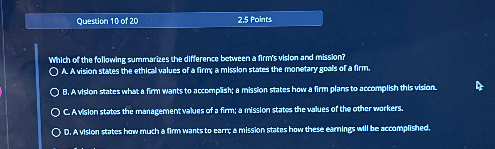 Solved Question 10 ﻿of 202.5 ﻿PointsWhich of the following | Chegg.com