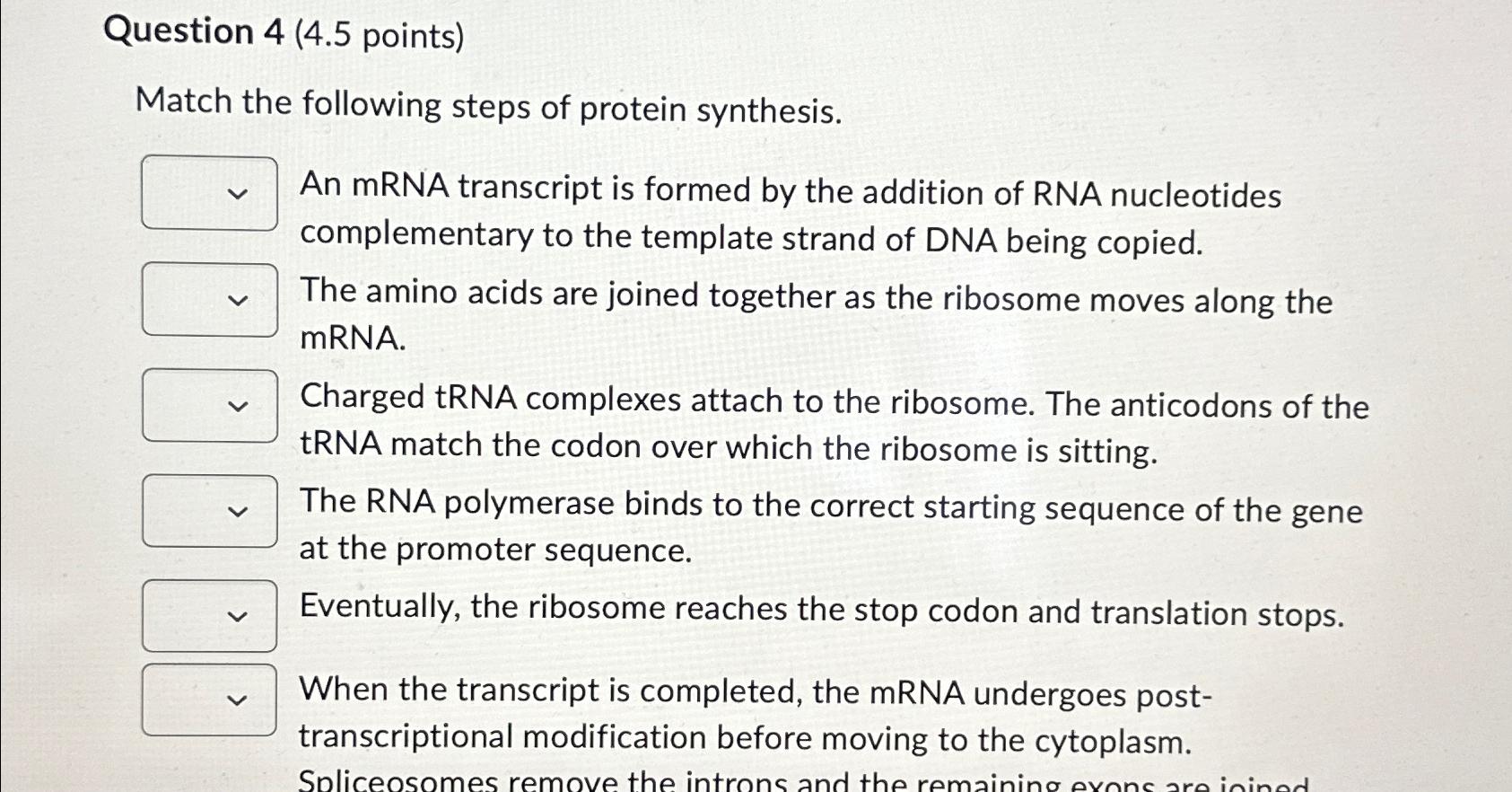Solved Question 4 ( 4.5 ﻿points)Match the following steps of | Chegg.com