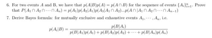 6. For two events A and B, we have that | Chegg.com