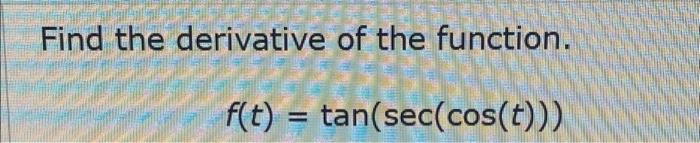Solved Find the derivative of the function. | Chegg.com