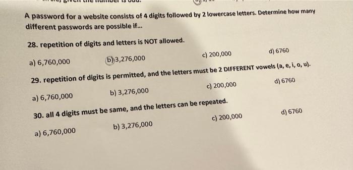 Solved A password for a website consists of 4 digits | Chegg.com
