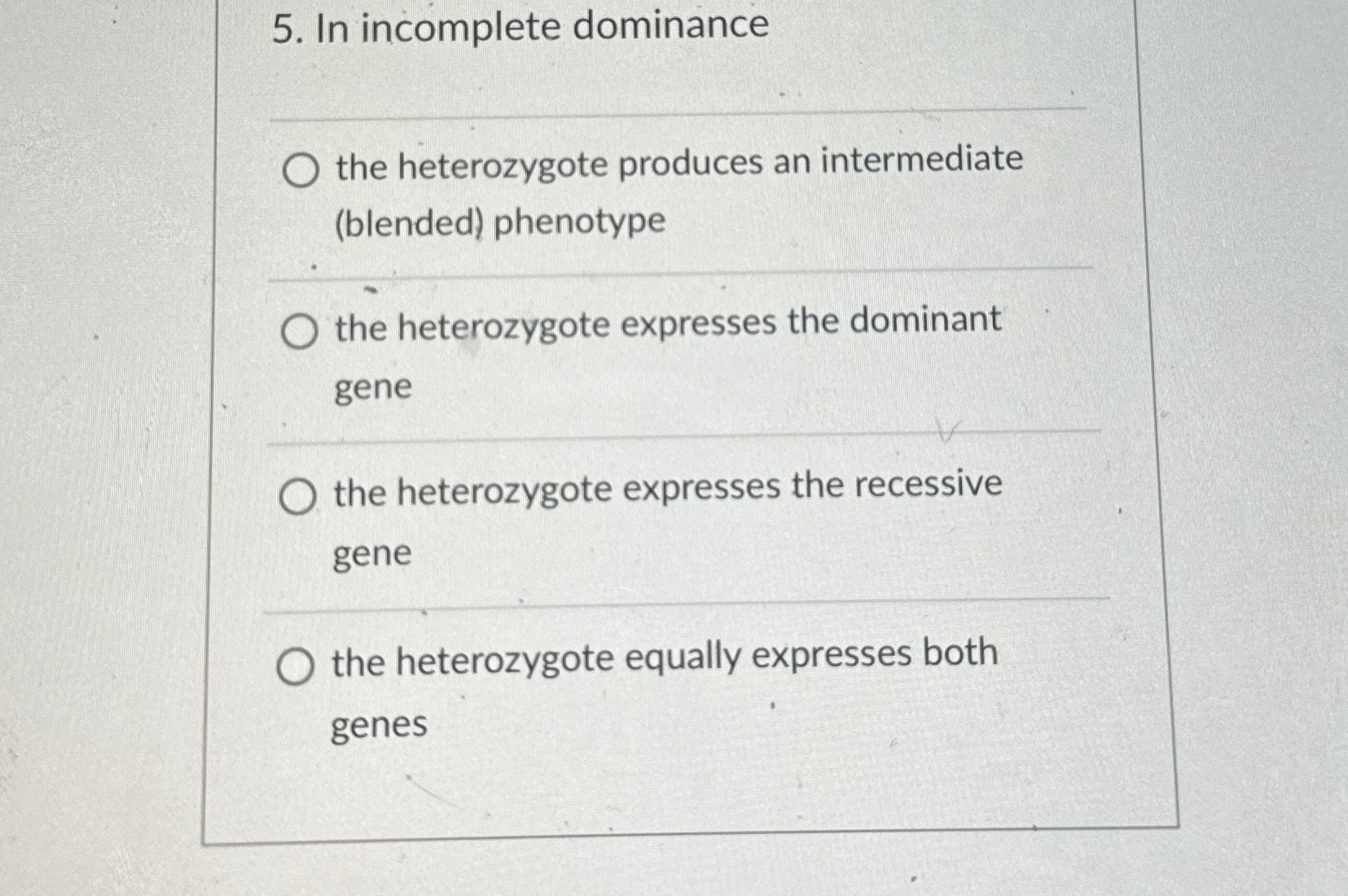 Solved In incomplete dominanceq,the heterozygote produces an | Chegg.com