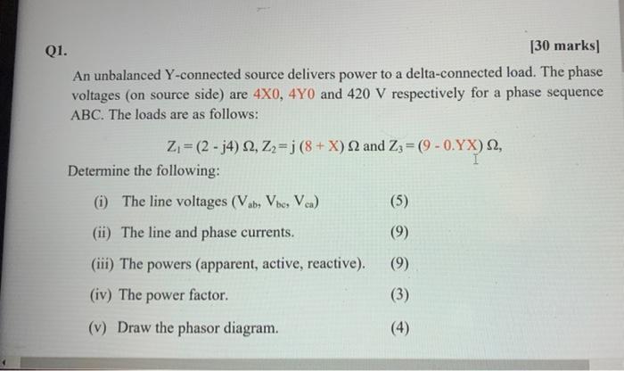 Solved An unbalanced Y-connected source delivers power to a | Chegg.com