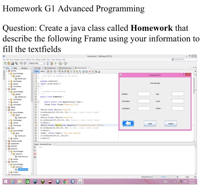 Solved Homework G1 Advanced Programming Question: Create a | Chegg.com