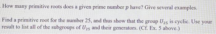 Solved How many primitive roots does a given prime number p | Chegg.com
