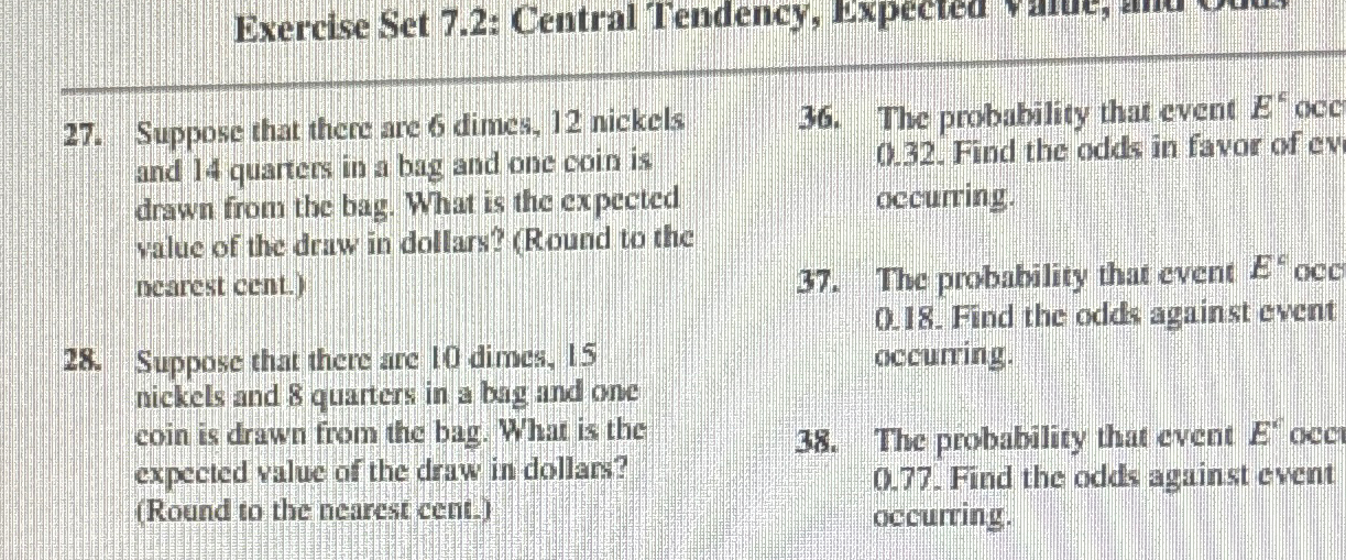 Solved Exercise Set 7.2: Central Tendency,27. ﻿Suppose that | Chegg.com
